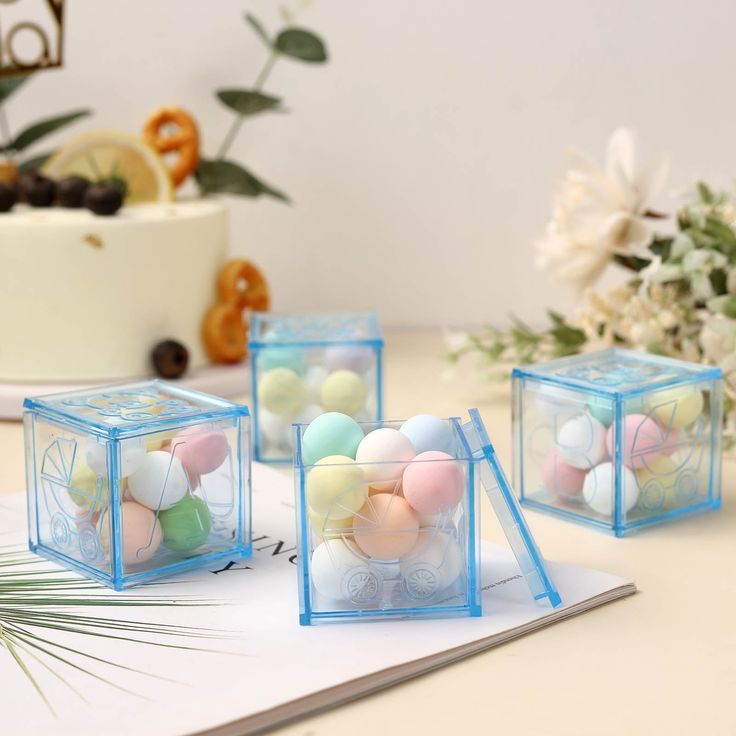 Set 12 Blue Baby Boy ABC Alphabet Fillable Cube Blocks Favour Gifts ...