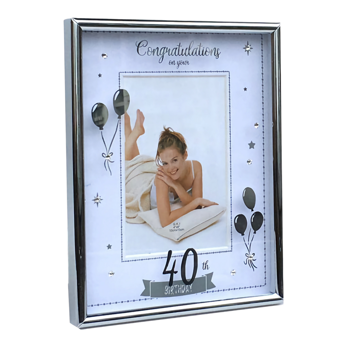 Silver Congratulations On Your 40th Birthday Photo Frame & Trim Border ...