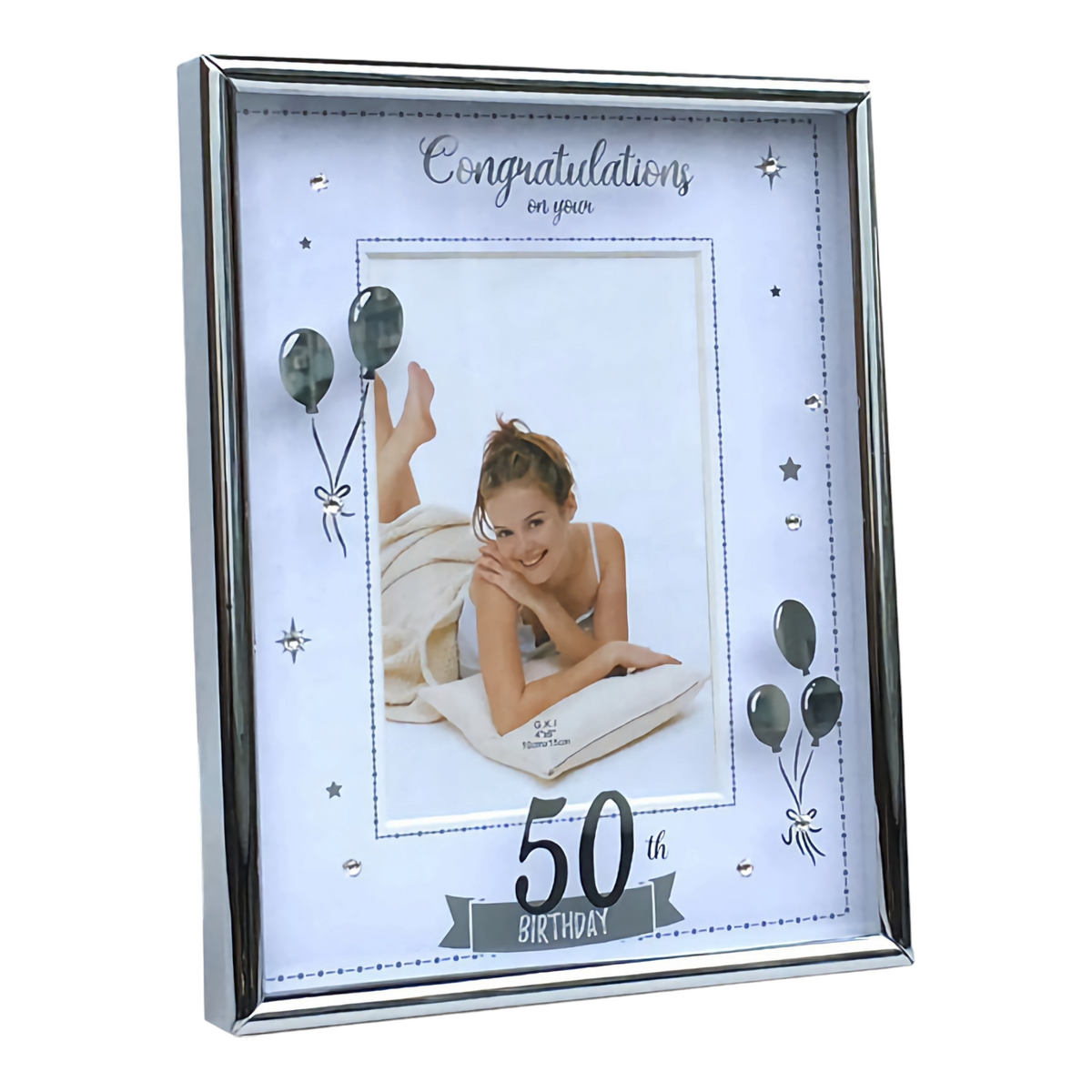 Silver Congratulations On Your 50th Birthday Photo Frame & Trim Border ...