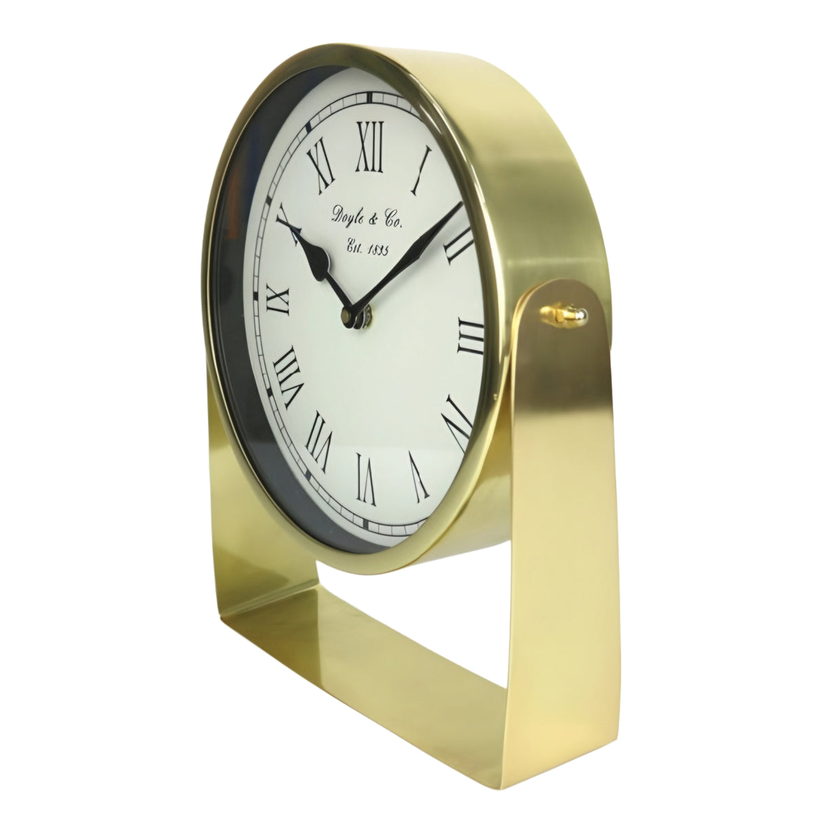 Gold Plated Round Mantel Clock On Stand – Palm Gifts