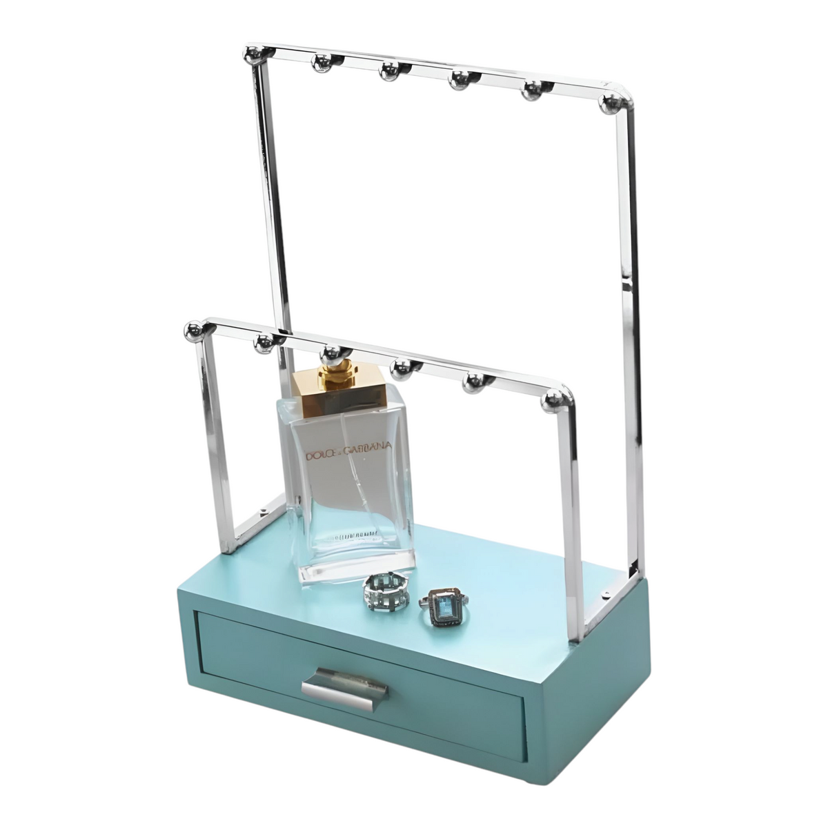 Tiffany Blue & Silver Jewellery Stand Holder with Drawer – Palm Gifts