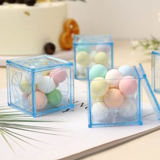 Set of 12 Blue Baby Boy ABC Plastic Fillable Cube Blocks Favours Gifts ...