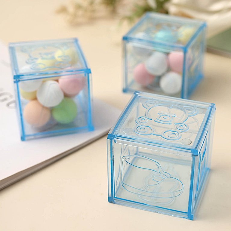 Set 12 Blue Baby Boy ABC Alphabet Fillable Cube Blocks Favours Gifts ...