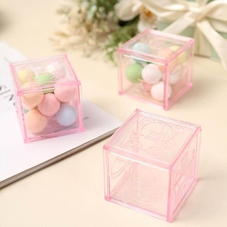 Set 12 Pink Baby Girl ABC Alphabet Fillable Cube Blocks Favour Gifts ...